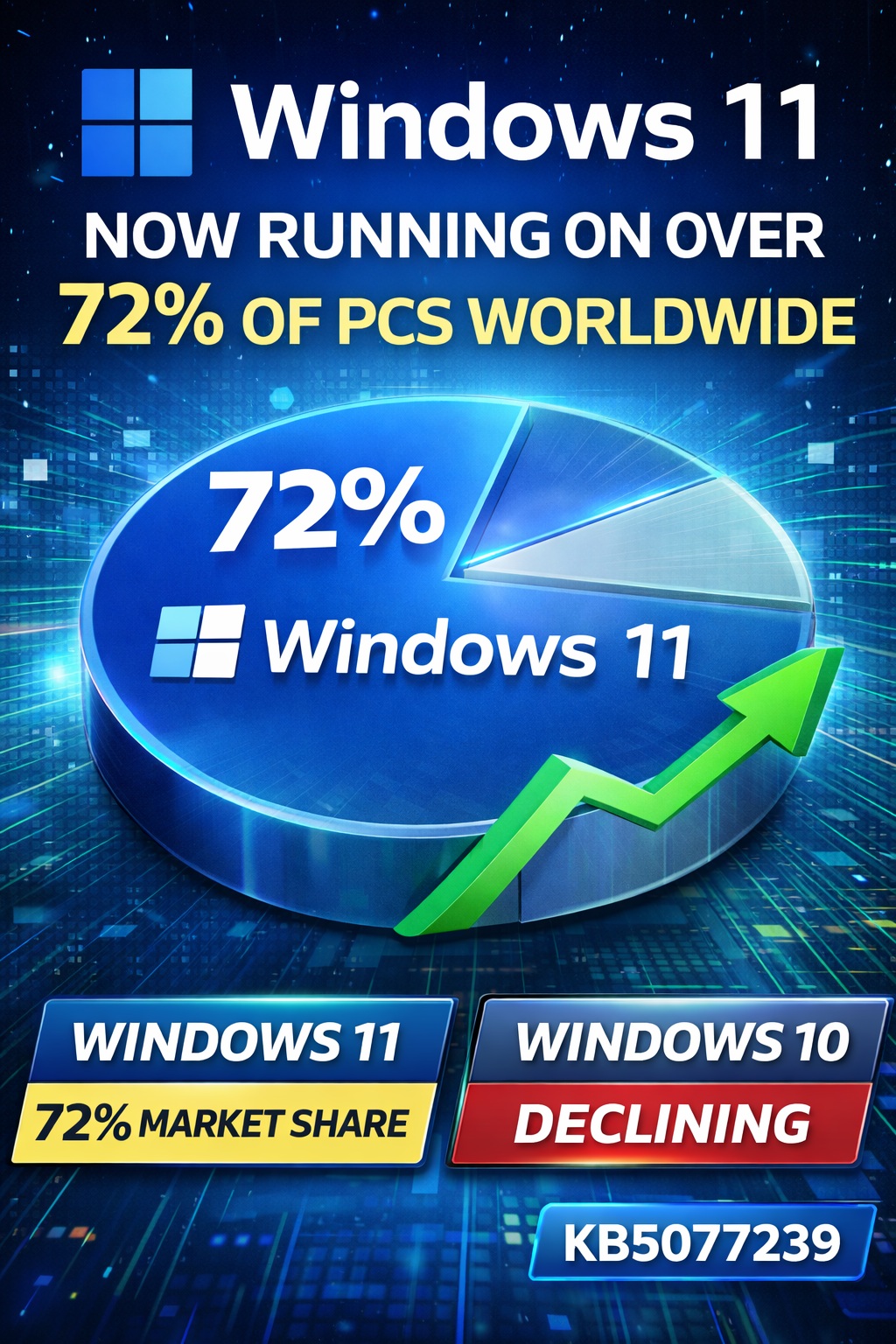 Windows 11 Now Runs on Nearly 3 in 4 PCs Worldwide