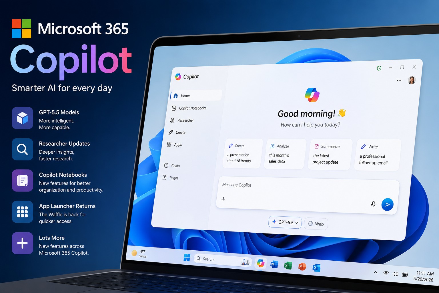 Microsoft 365 CopilotがGPT-5.5を統合——低遅延「Instant」と多段階推論「Thinking」を用途別に使い分け ...