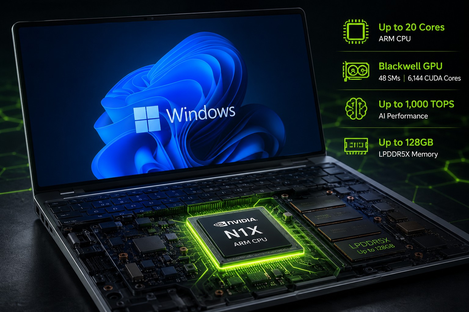 NVIDIA N1X ARM CPU Specs Leak: 20 Cores, RTX 5070-Class Graphics ...