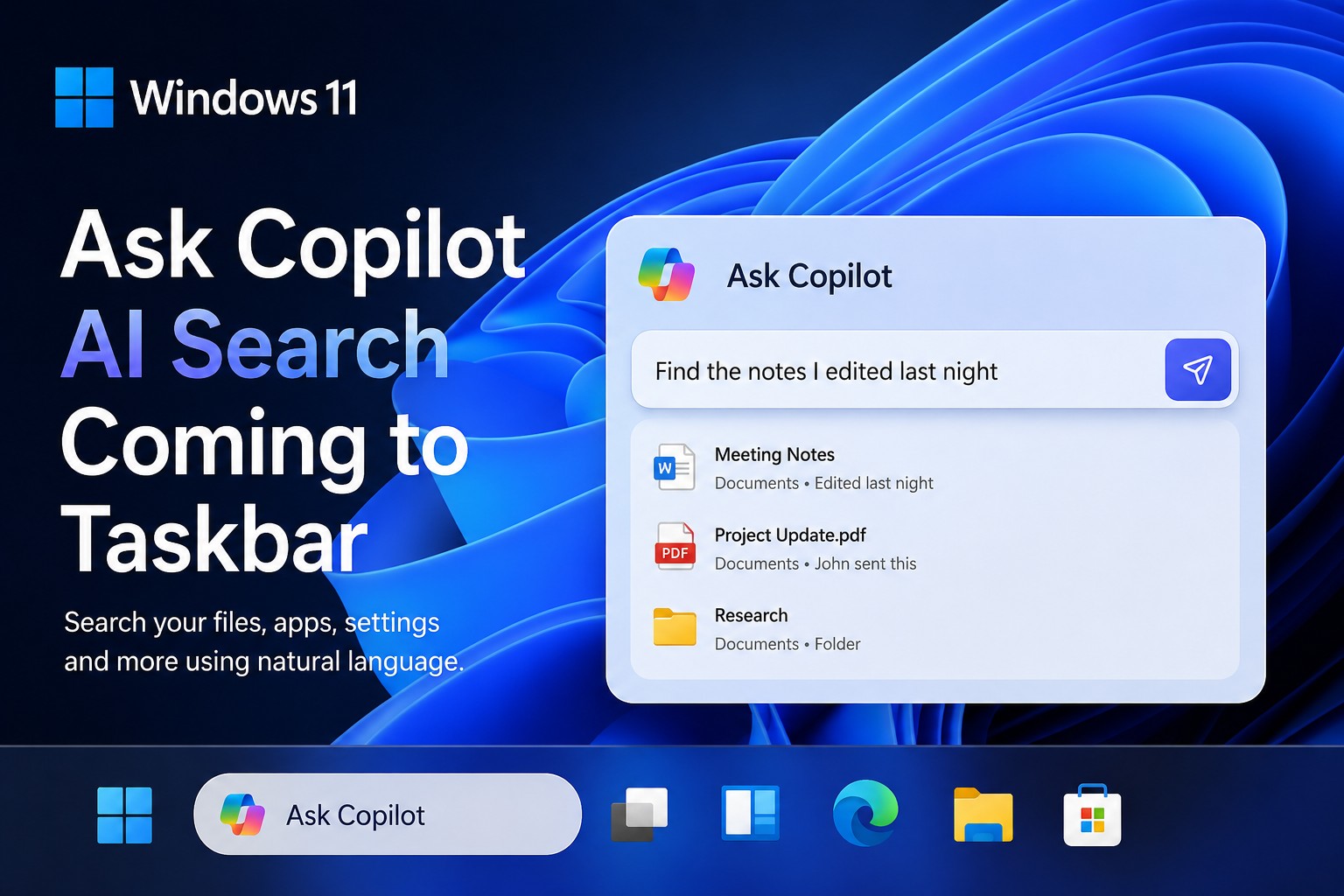 Windows 11 “Ask Copilot” AI Search coming to taskbar - WinCentral