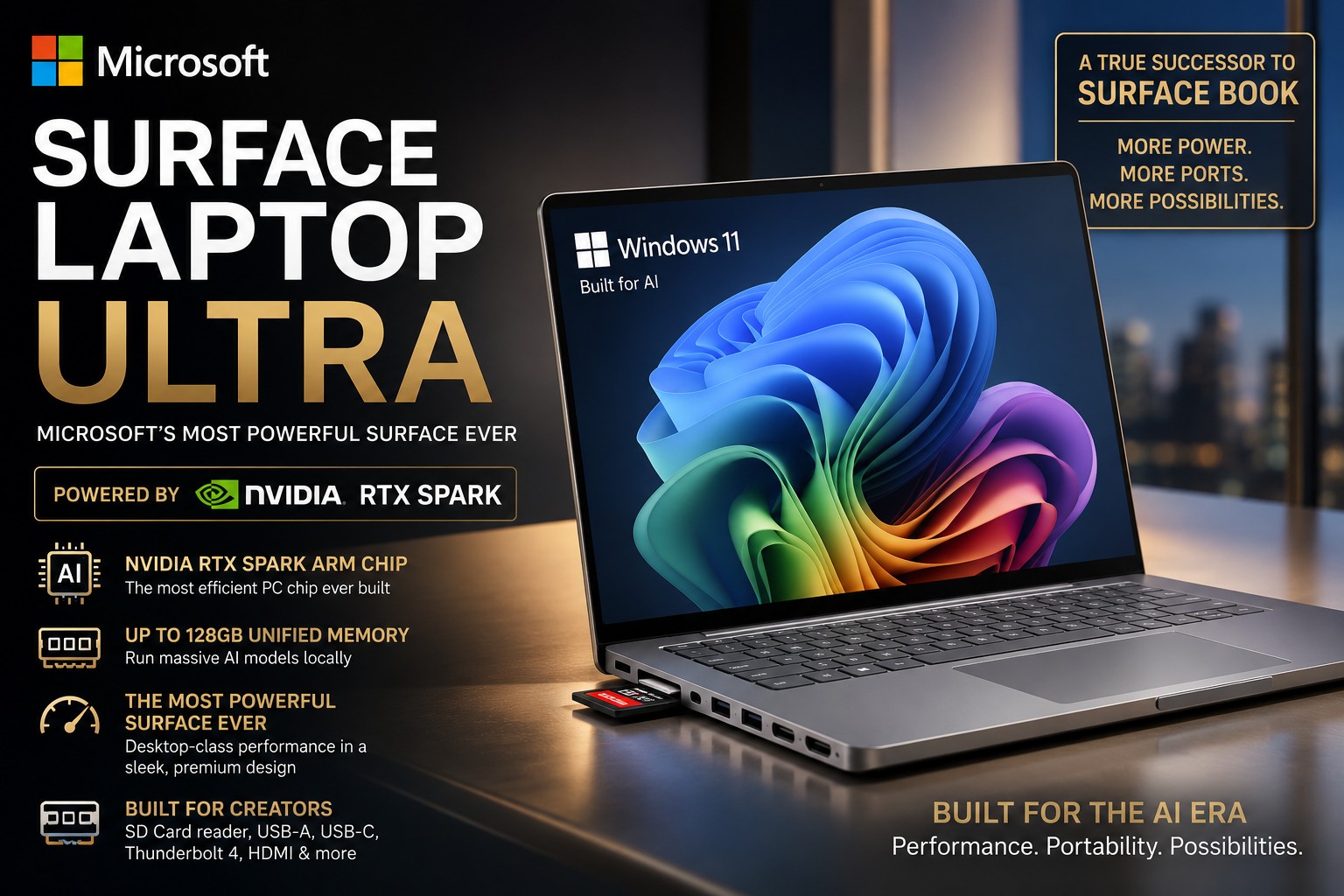 Surface Laptop Ultra Packs NVIDIA RTX Spark & 128GB Memory - WinCentral